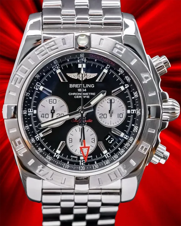 Breitling Chronomat 44MM Black Dial Steel Bracelet (AB0420) – Grailzee