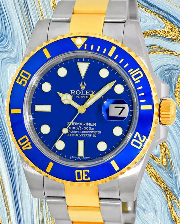 Rolex Submariner Date "Bluesy" 40MM Blue Dial Two-Tone Oyster Bracelet ...