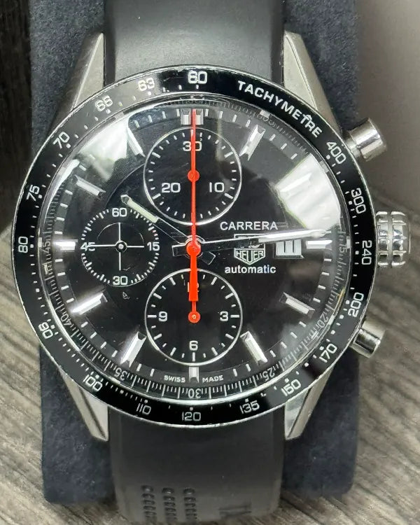 Tag Heuer Carrera Chronograph 41MM Black Dial Rubber Strap (CV2014.FT6 ...