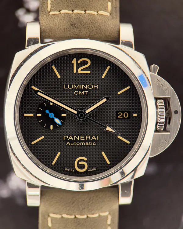 2019 Panerai Luminor 1950 3 Days GMT 42MM Black Dial Leather Strap (PA ...