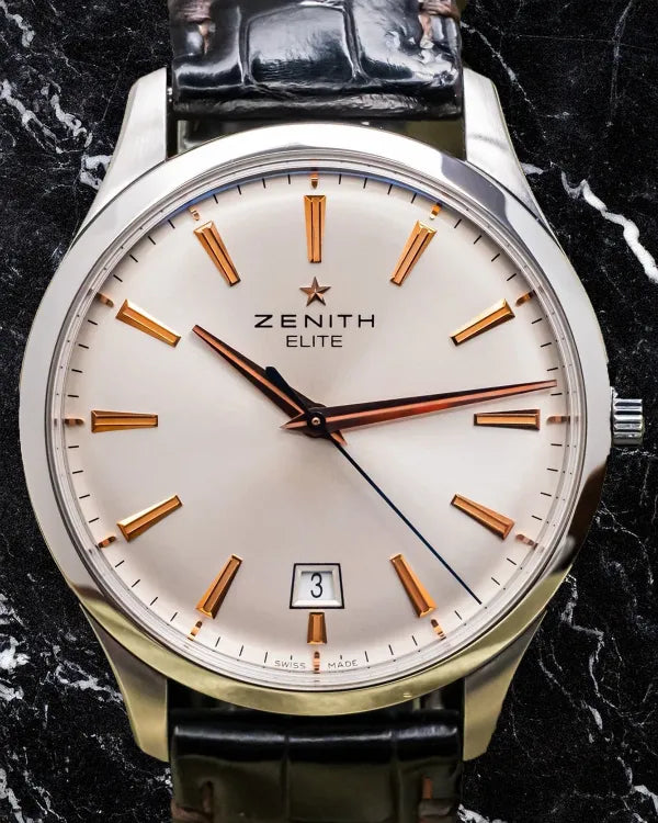Zenith Captain Chronograph 40MM Silver Dial Leather Strap (03.2020.670 ...