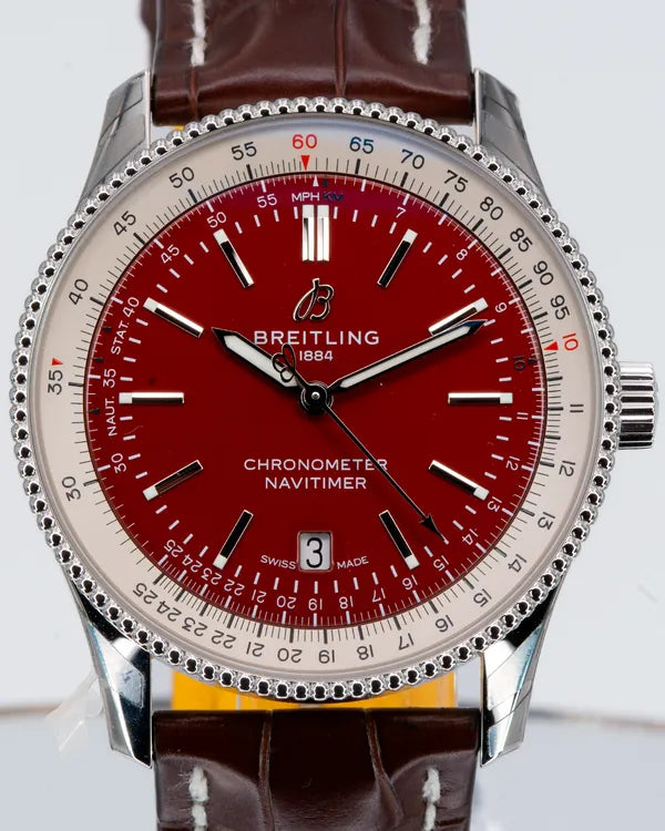 Breitling Navitimer "Middle East Edition" 41MM Red Dial Leather Strap ...