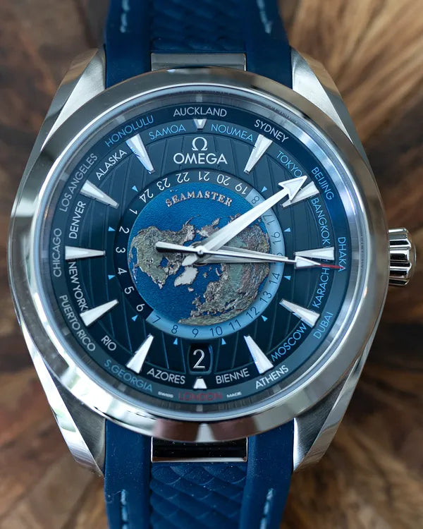 Omega Seamaster Aqua Terra Worldtimer 43MM Blue Dial Rubber Strap (220 ...