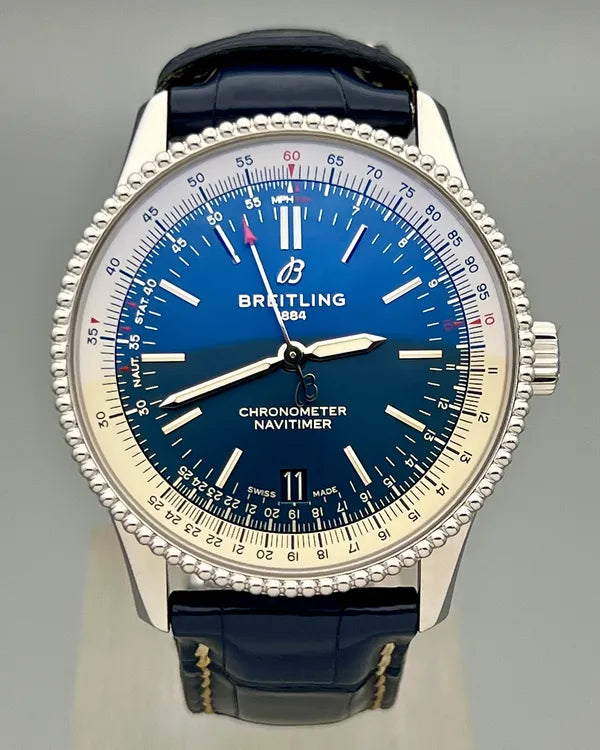 No Reserve - 2019 Breitling Navitimer 38MM Blue Dial Leather Strap (A1 ...