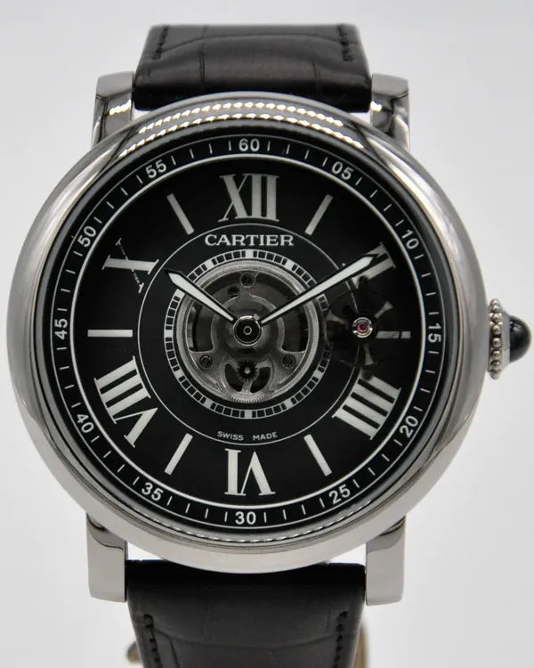 Cartier Rotonde De Cartier Astrotourbillon 47MM Black Dial Leather Str ...