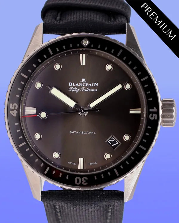 2020 Blancpain Fifty Fathoms Bathyscaphe 43MM Grey Dial Textile Strap ...