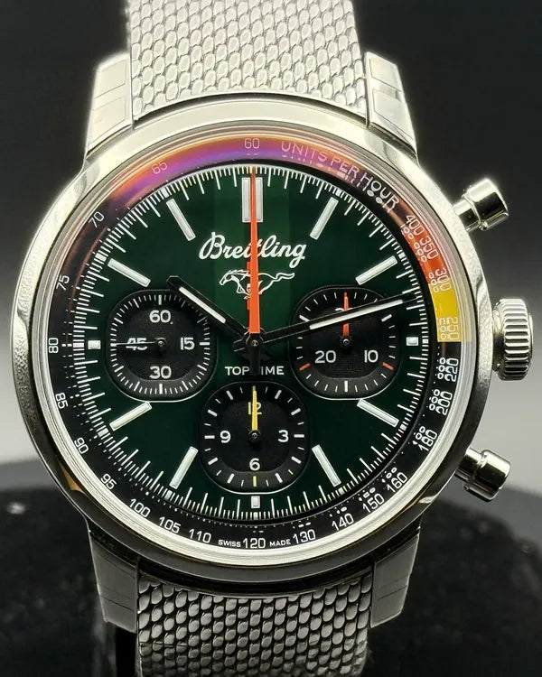 2023 Breitling Top Time B01 "Ford Mustang" 41MM Green Dial Steel Brace ...