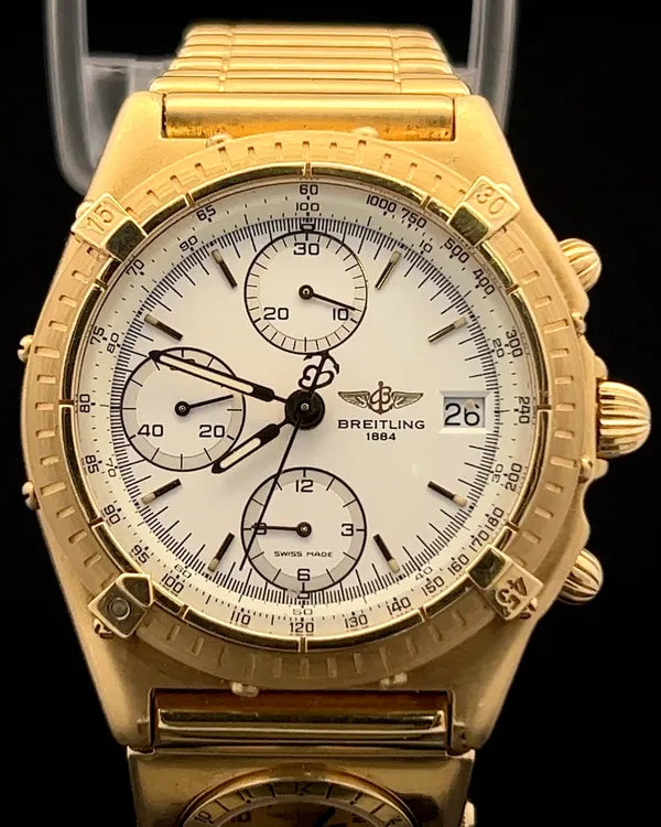Breitling Chronomat UTC 40MM White Dial Yellow Gold Bracelet (81950 ...