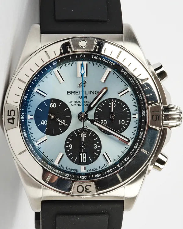 Breitling Chronomat B01 42MM Ice Blue Dial Rubber Strap (PB0134101C1S1 ...