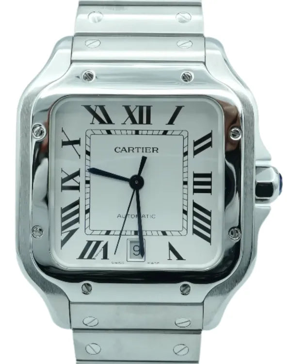 2019 Cartier Santos De Cartier 39.8MM White Dial Steel Bracelet (WSSA0 ...