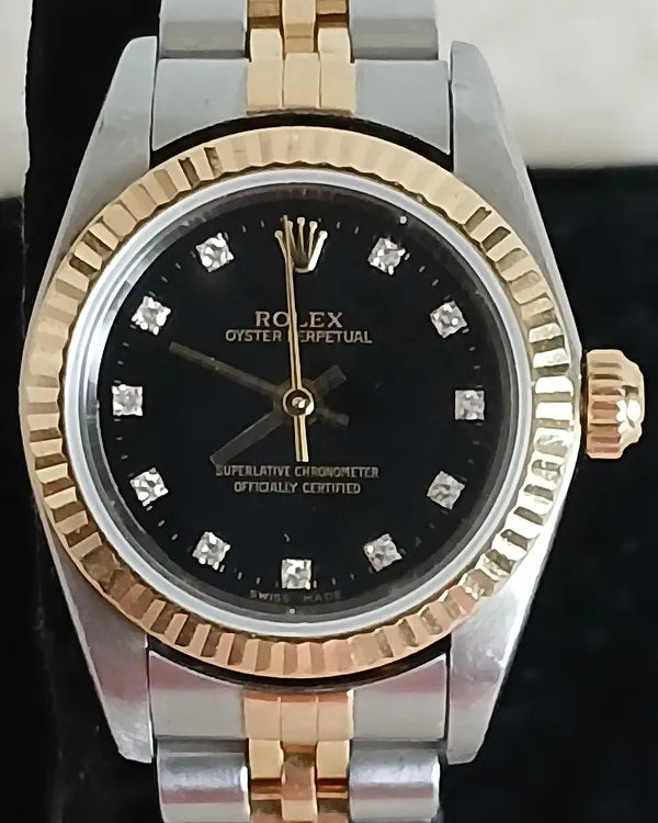 2004 Rolex Oyster Perpetual 24MM Black Dial Two-Tone Jubilee Bracelet ...