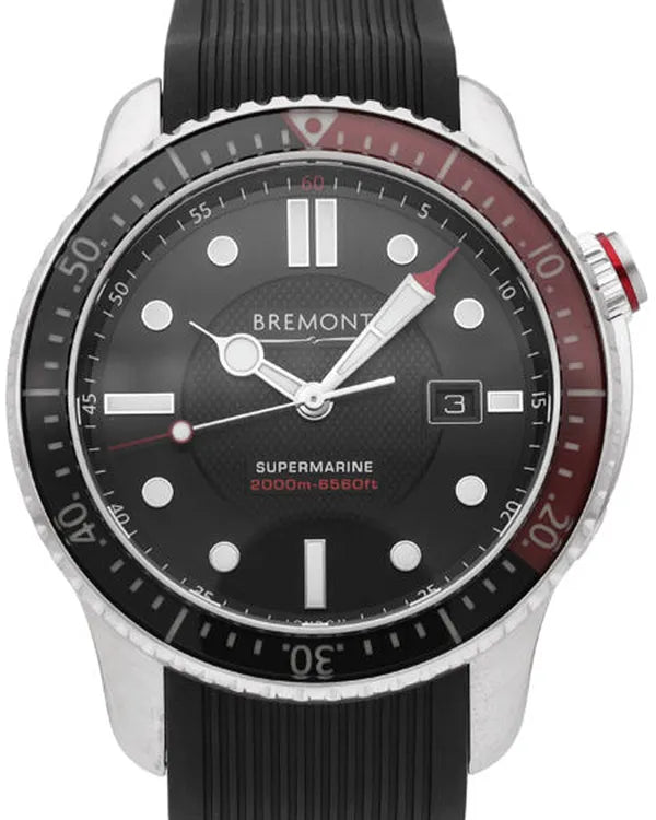 Bremont Supermarine S2000 45MM Black Dial Rubber Strap (S2000-RD-S ...