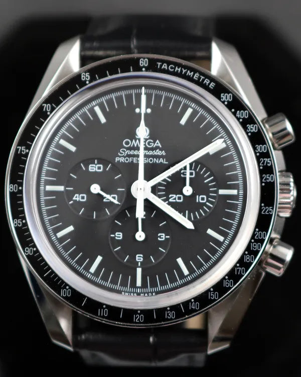 Omega Speedmaster Moonwatch Professional 42MM Black Dial Leather Strap ...
