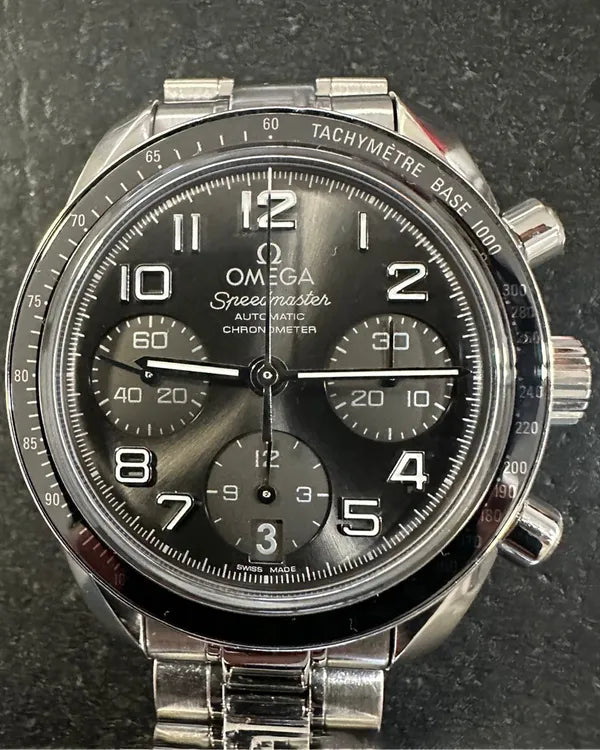 Omega Speedmaster Ladies Chronograph 38MM Grey Dial Steel Bracelet (32 ...