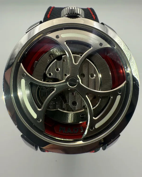 MB&F MAD Edition 1 Red 42MM Skeleton Dial Leather Strap (M.A.D. 1 ...