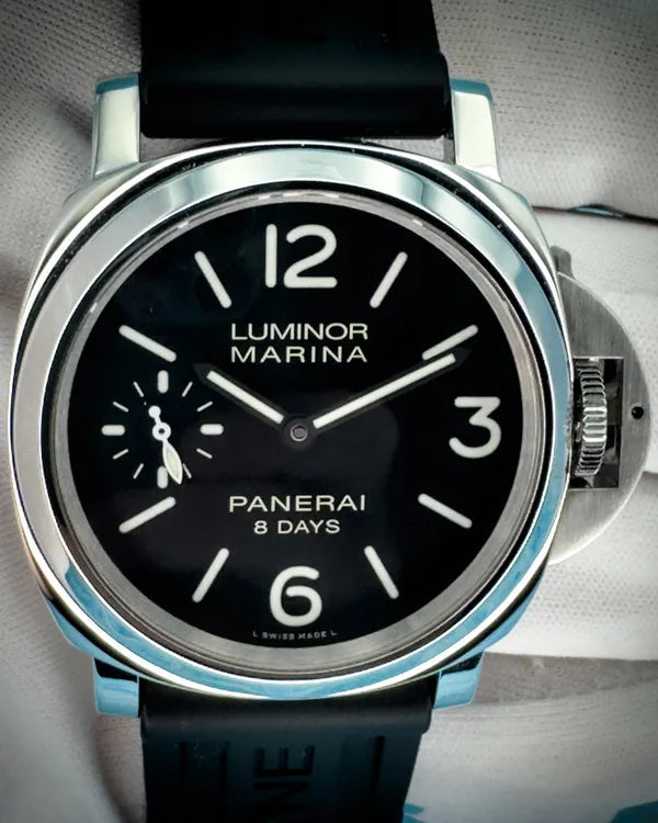 2018 Panerai Luminor Marina 8 Days 44MM Black Dial Rubber Strap (PAM00 ...