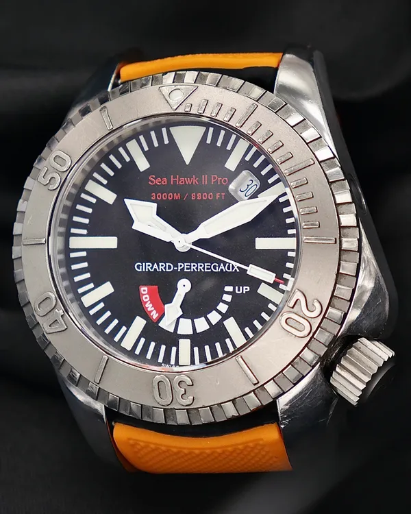 Girard Perregaux Sea Hawk II 44MM Black Dial Aftermarket Rubber Strap ...