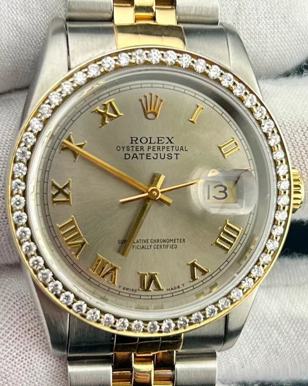 Rolex Datejust 36mm Grey Dial Two Tone Jubilee Bracelet 16233 Grailzee