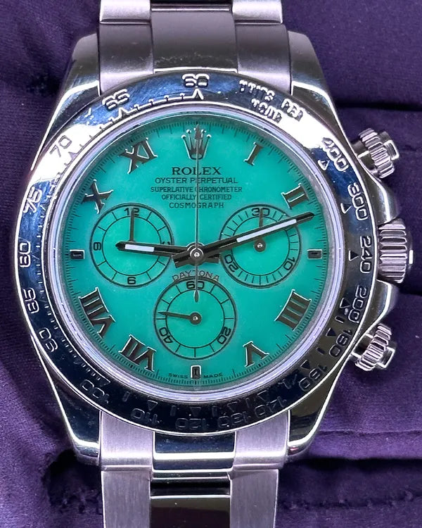 2008 Rolex Cosmograph Daytona 40MM Green "Beach" Dial White Gold Brace ...