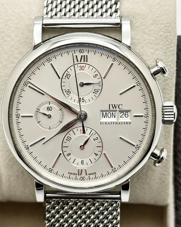 2018 IWC Schaffhausen Portofino Chronograph 42MM Silver Dial Steel Bra ...