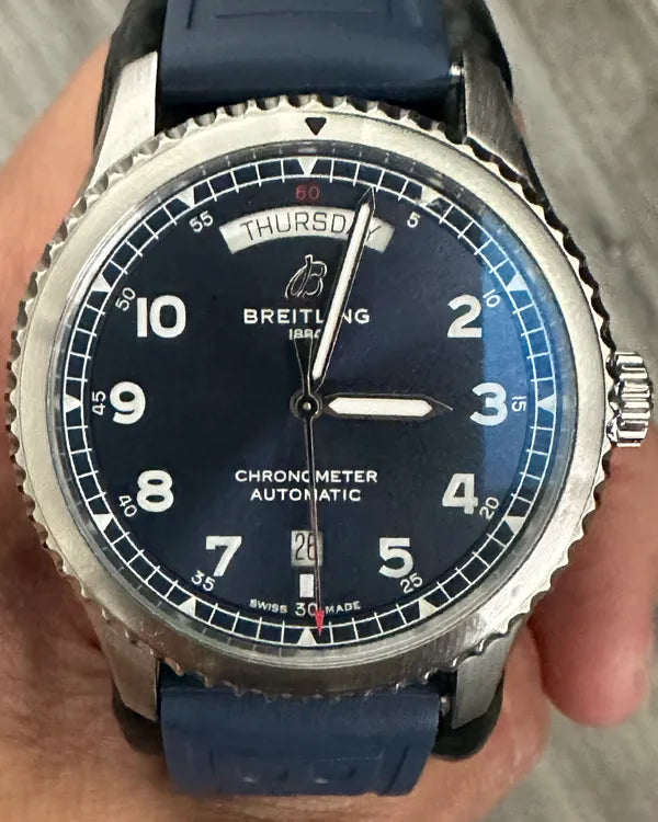 2021 Breitling Aviator 8 Navitimer 41MM Blue Dial Rubber Strap (A45330 ...