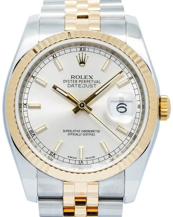 Rolex Datejust 36MM Silver Dial Two-Tone Super Jubilee Bracelet (11623 ...