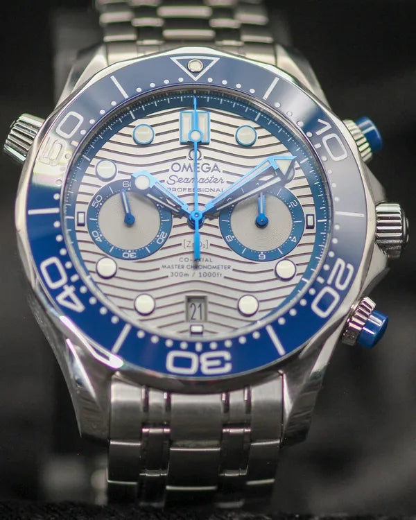 2022 Omega Seamaster Diver 300M Chronograph 44MM Grey Dial Steel Brace ...
