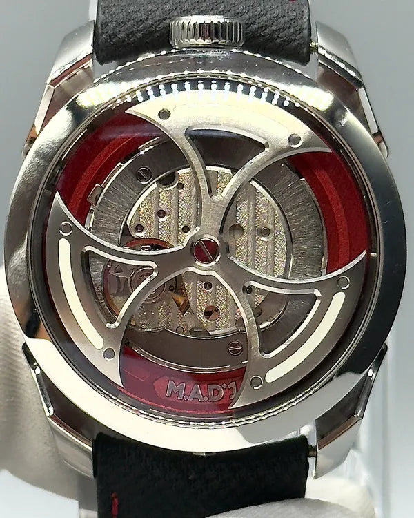 MB&F MAD Edition 1 Red 42MM Skeleton Dial Leather Strap (M.A.D. 1 ...