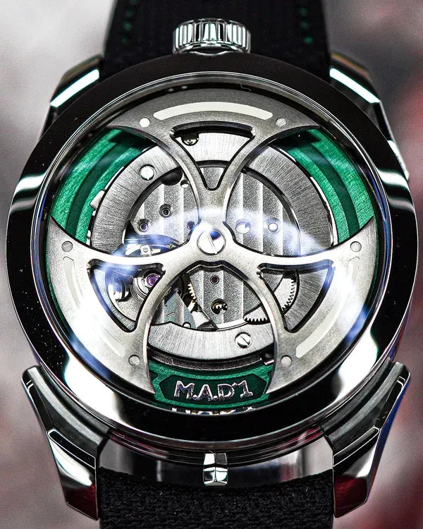 MB&F MAD Edition 1 Green 42MM Skeleton Dial Leather Strap (M.A.D. 1 ...