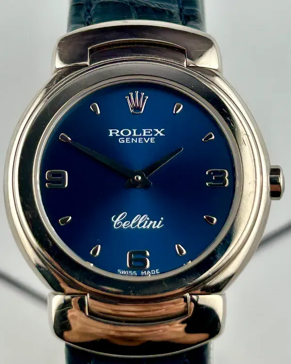 Rolex Cellini 26MM Quartz Blue Dial Leather Strap (6621) – Grailzee