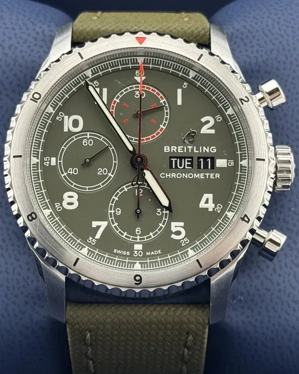 Breitling Aviator 8 "Curtis Warhawk" 43MM Green Dial Textile Strap (A1 ...