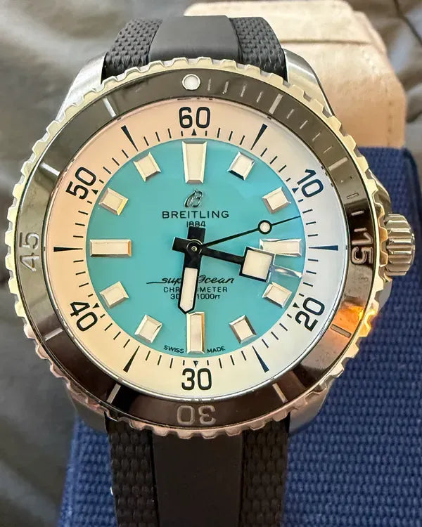 2023 Breitling Superocean 44MM Turquoise Dial Rubber Strap (A17376211L ...