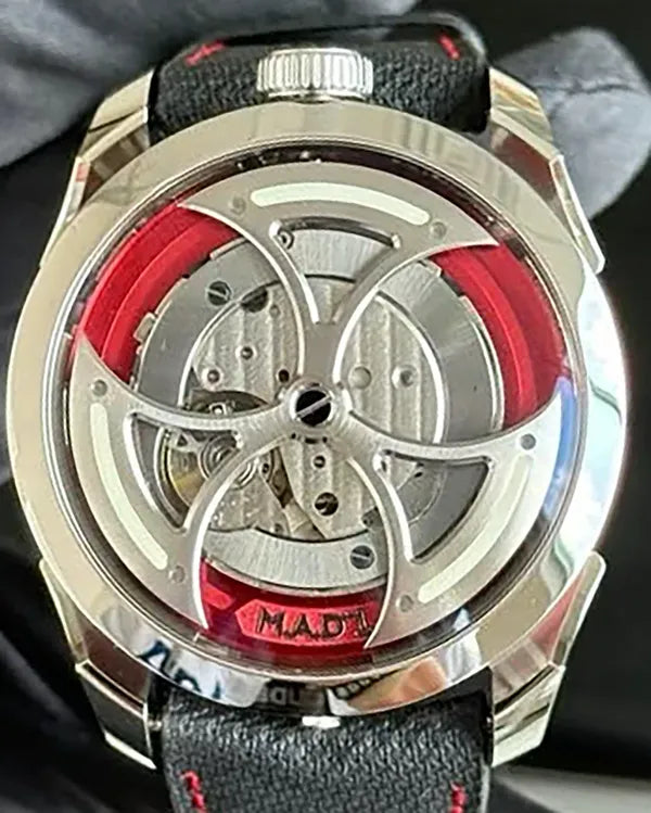 MB&F MAD Edition 1 Red 42MM Skeleton Dial Leather Strap (M.A.D. 1 ...