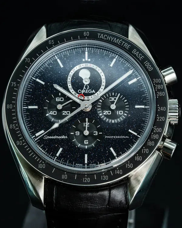 Omega Speedmaster Moonphase 44.25MM Aventurine Dial Leather Strap (311 ...