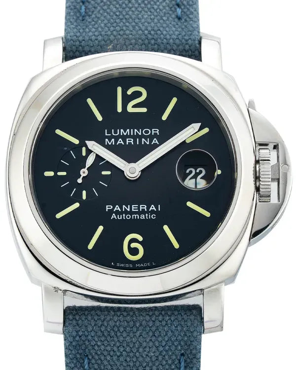 Panerai Luminor Marina Acciaio 44MM Black Dial Textile Strap (PAM104 ...