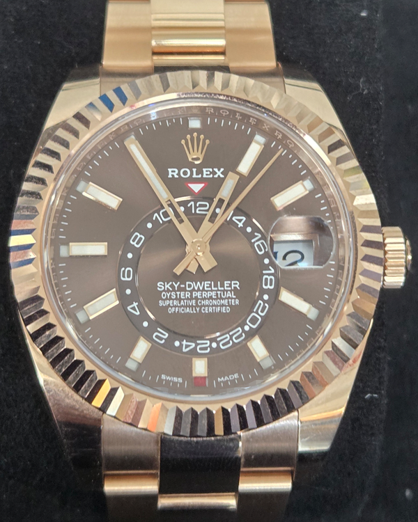 Rolex Sky-Dweller 42MM Chocolate Dial Rose Gold Oyster Bracelet (32693 ...