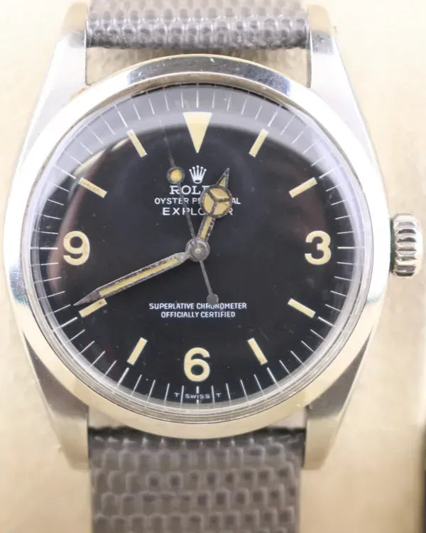 Rolex Explorer 36MM Black Dial Aftermarket Leather Strap (6610) – Grailzee