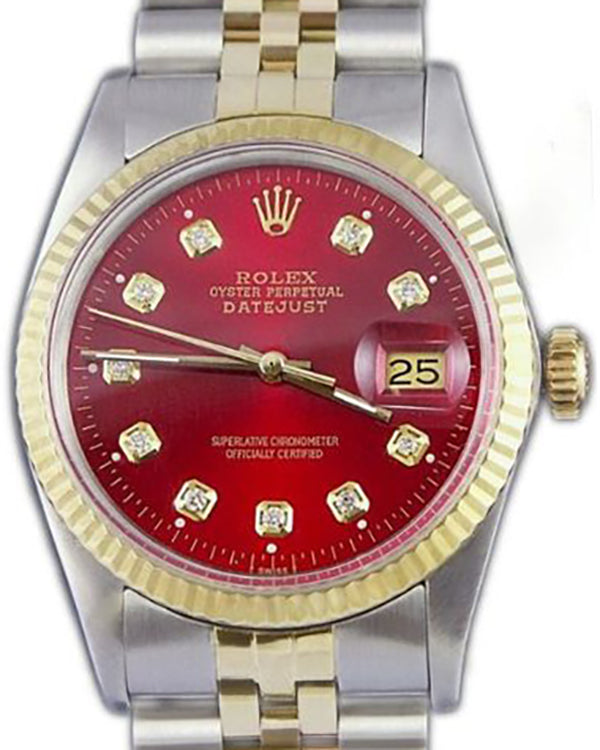 Rolex Datejust 36MM Aftermarket Red Dial Two-Tone Jubilee Bracelet (16 ...