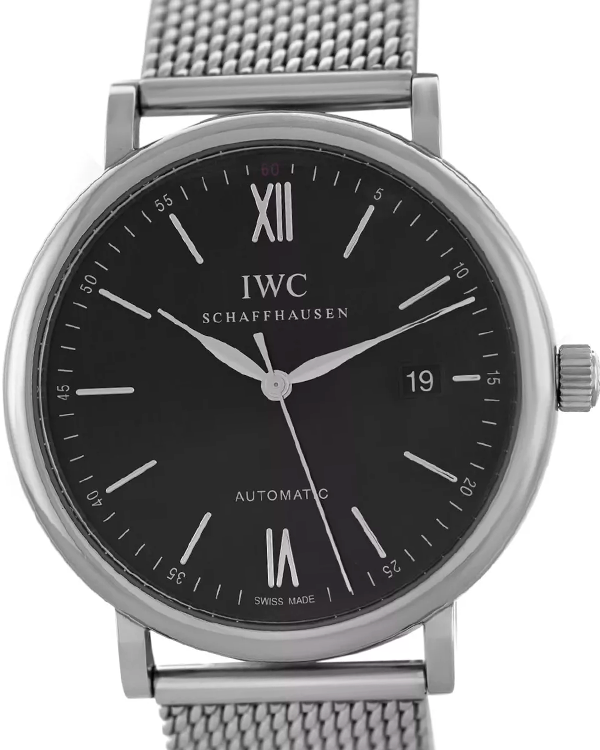 IWC Schaffhausen Portofino 40MM Black Dial Steel Bracelet (IW356506 ...