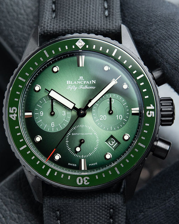 2023 Blancpain Fifty Fathoms Bathyscaphe 43.6MM Green Dial Textile Str ...