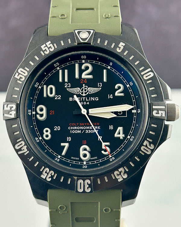 2018 Breitling Colt Skyracer 45MM Quartz Black Dial Rubber Strap (X743 ...