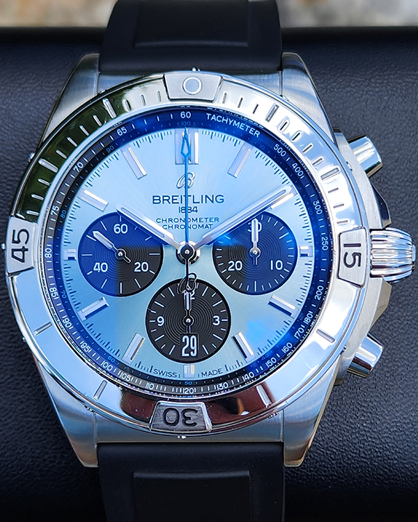 2021 Breitling Chronomat B01 42MM Ice Blue Dial Rubber Strap (PB013410 ...