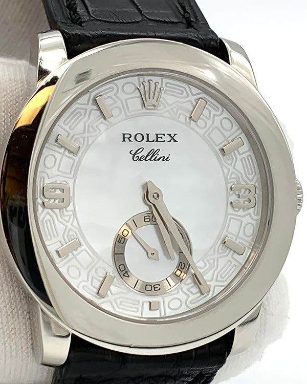 Rolex Cellini Cellinium 35MM Mother Of Pearl Dial Leather Strap (5240 ...