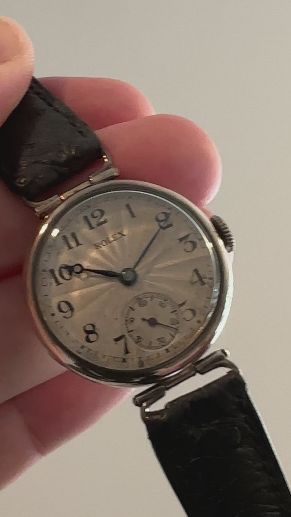 Rolex Sterling Silver Rebberg 32MM Silver Sunburst Dial Leather Strap ...