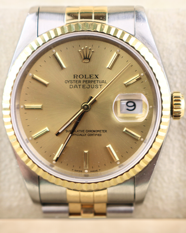 1991 (X Serial) Rolex Datejust 36MM Champagne Dial Two-Tone Jubilee Br ...