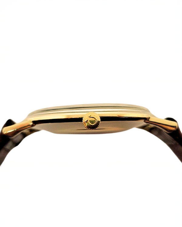 Omega Geneve Vintage 14K Gold 33MM Black Dial Aftermarket Leather Stra ...
