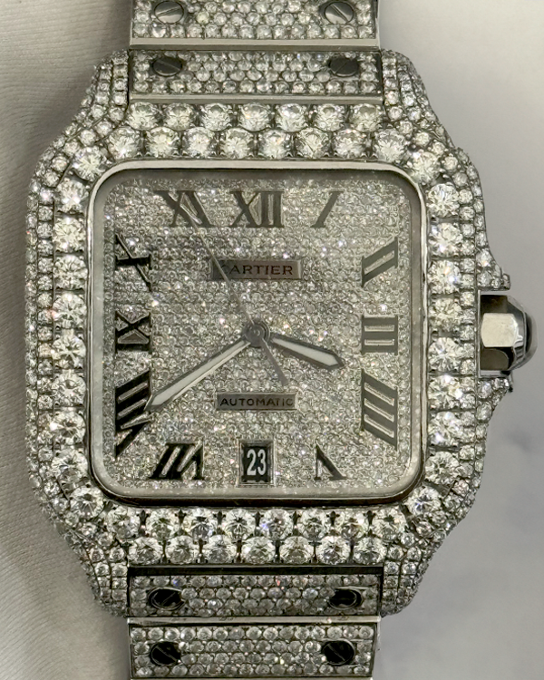 2021 Cartier Santos De Cartier 40MM Diamonds Dial Steel/Diamond Bracel ...