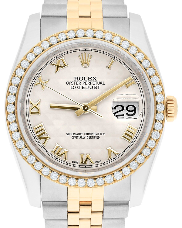 Rolex Datejust 36MM Ivory Pyramid Dial Two-Tone Jubilee Bracelet (1162 ...