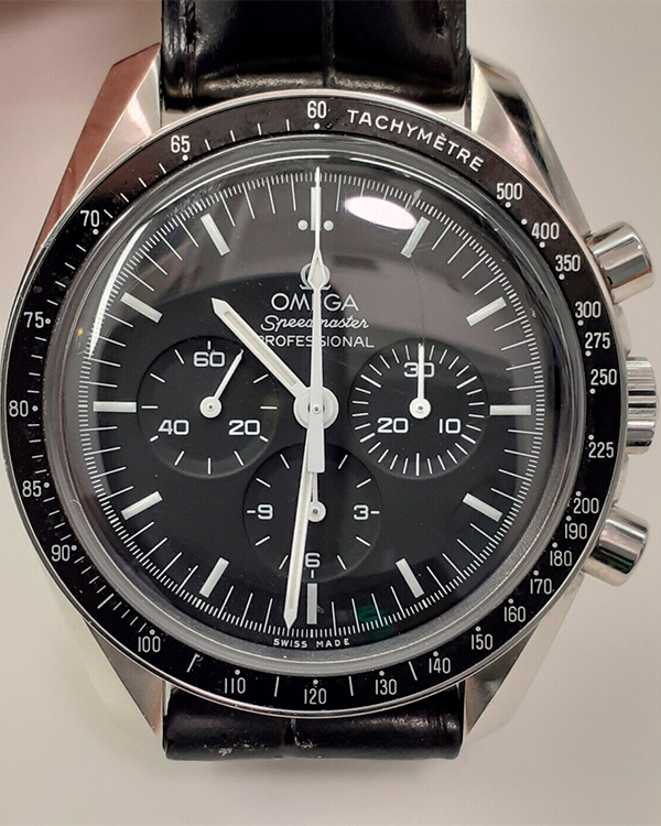 Omega Speedmaster Professional Moonwatch 42MM Black Dial Leather Strap ...