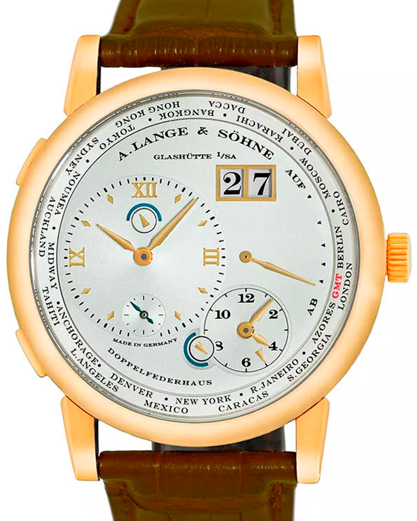 A. Lange & Söhne Lange 1 Time Zone 42MM Silver Dial Leather Strap (116 ...